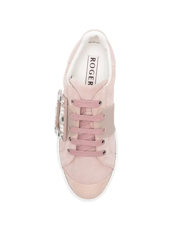 ROGER VIVIER Viv Skate High Strass Leather Sneakers