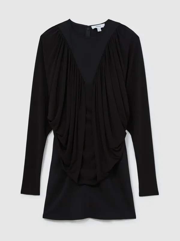 REISS Imogen Draped Jersey Ruched Mini Dress
