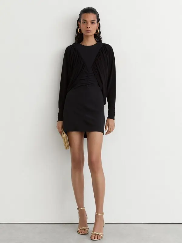 REISS Imogen Draped Jersey Ruched Mini Dress