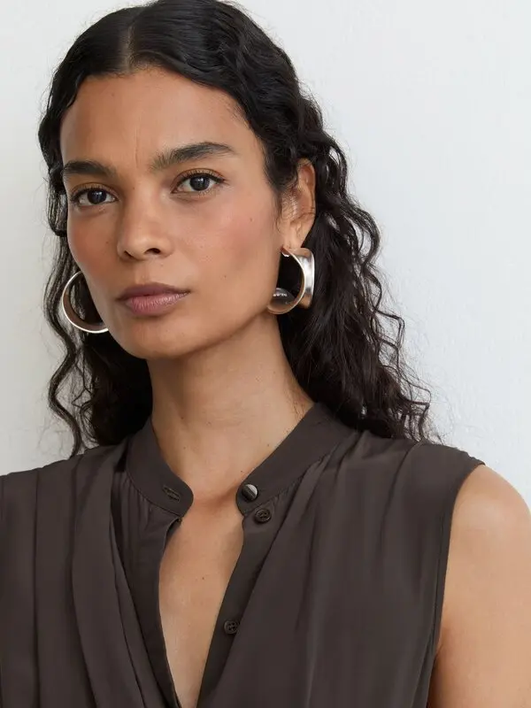 REISS Gracie Drape-detail Band-collar Midi Dress