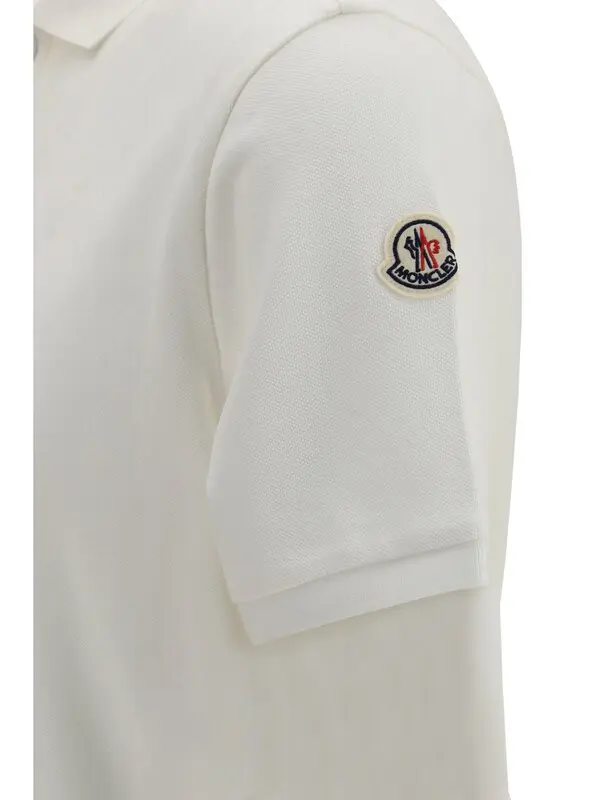 Moncler Cotton Piqué Polo Shirt With Logo - White