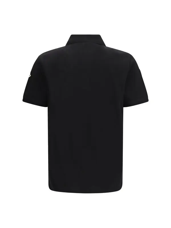 Moncler Cotton Piqué Polo Shirt With Logo - Black