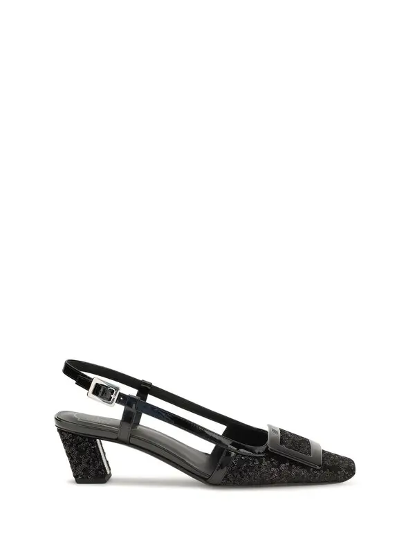 ROGER VIVIER Belle Vivier Shiny-effect Slingback Pumps