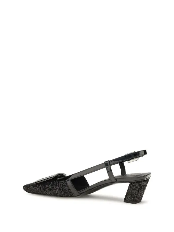 ROGER VIVIER Belle Vivier Shiny-effect Slingback Pumps