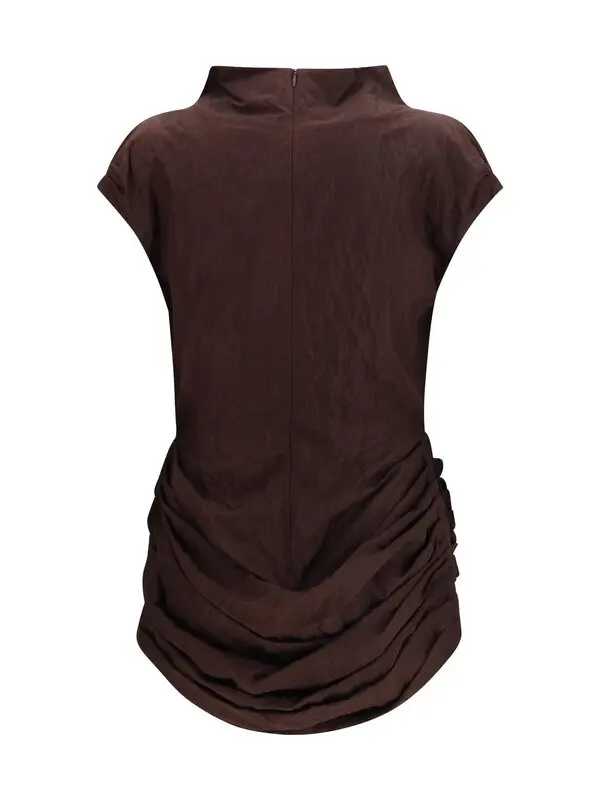 Magda Butrym Draped Mini Dress With High Collar