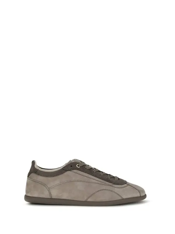 Brunello Cucinelli Nubuck And Suede Sneakers With Slim Sole