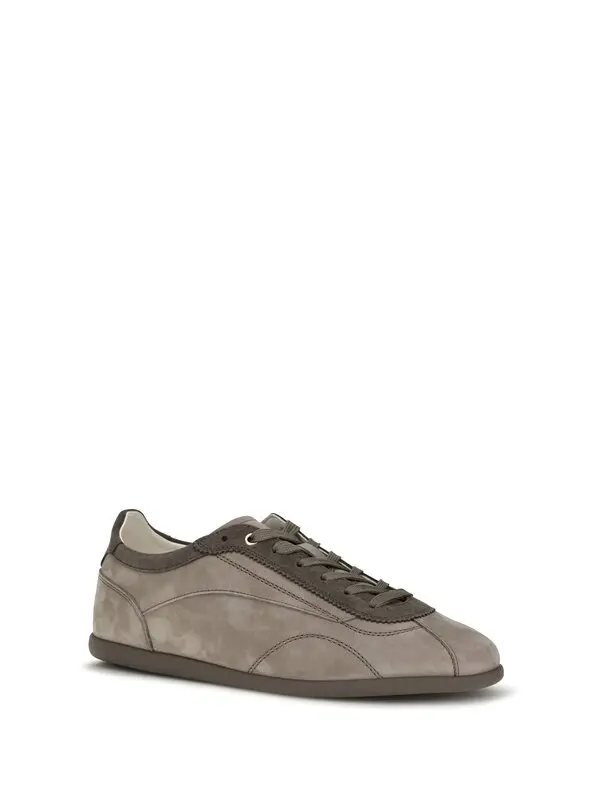 Brunello Cucinelli Nubuck And Suede Sneakers With Slim Sole
