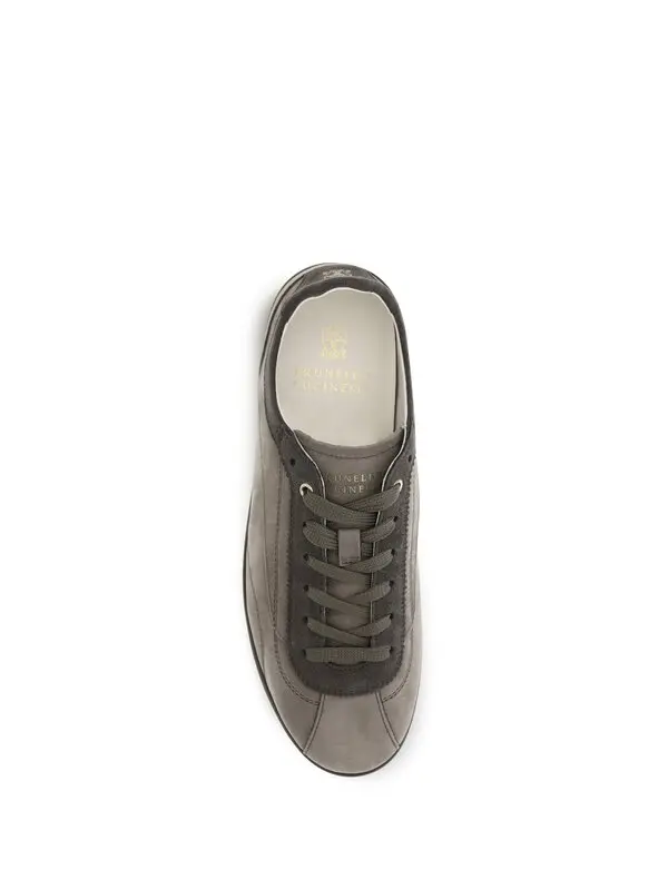 Brunello Cucinelli Nubuck And Suede Sneakers With Slim Sole