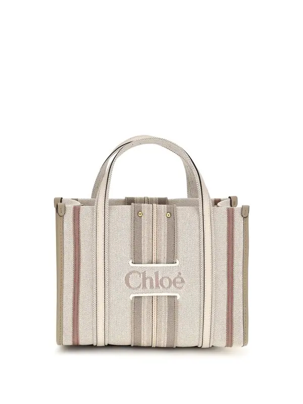 Chloé Small Woody Loop Canvas Tote Bag - Cream