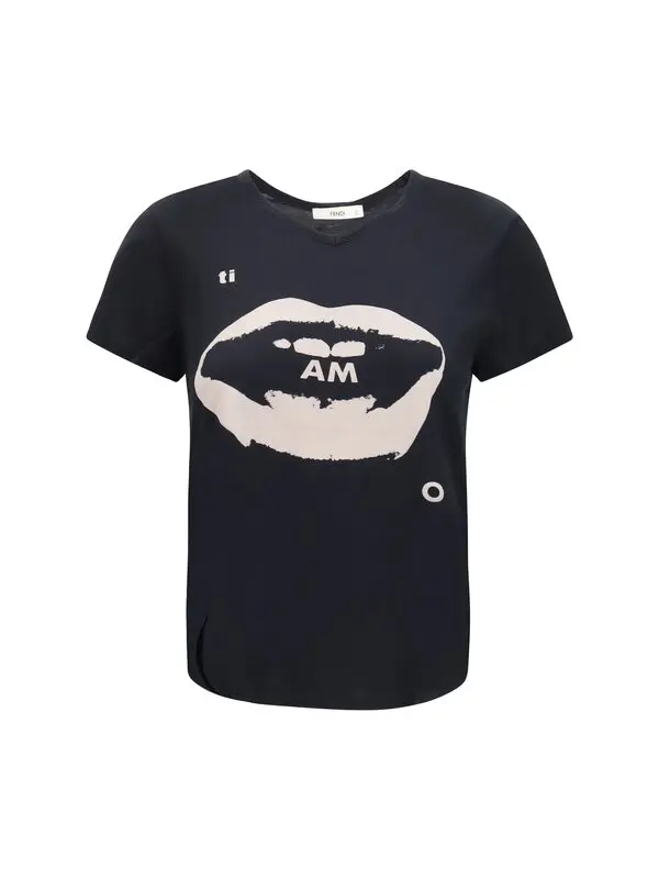 Fendi Ti Amo Graphic Print Jersey T-shirt - Black