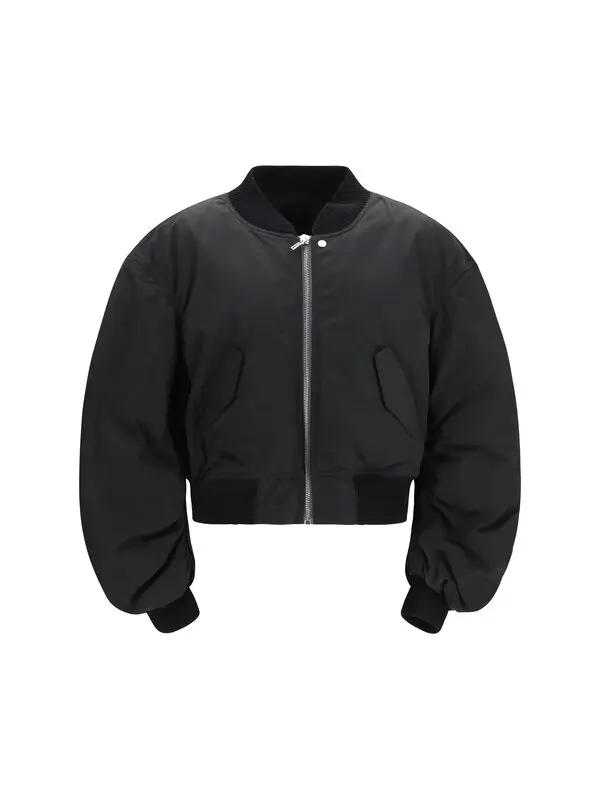 Rick Owens Bomber Jacket With Gathered Sleeves