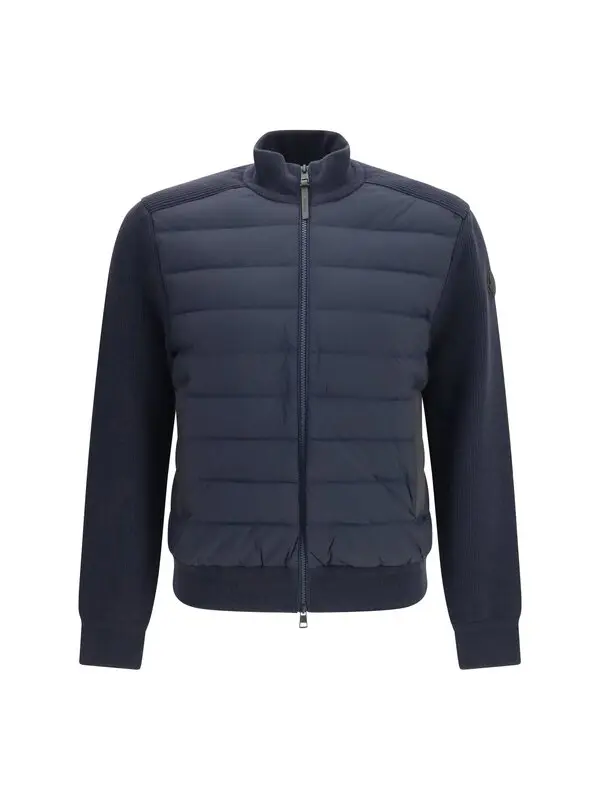 Moncler Zip-up Padded Cardigan In Wool And Cashmere Blend