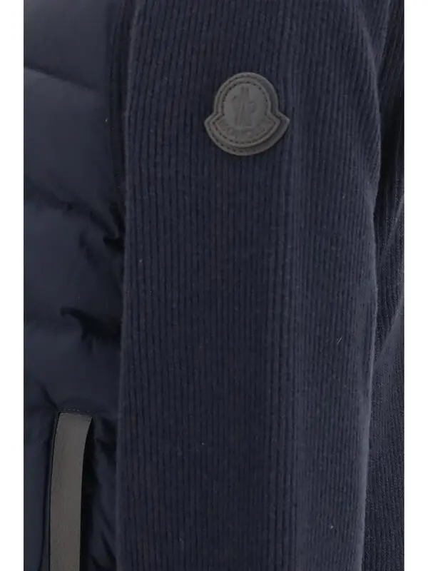 Moncler Zip-up Padded Cardigan In Wool And Cashmere Blend