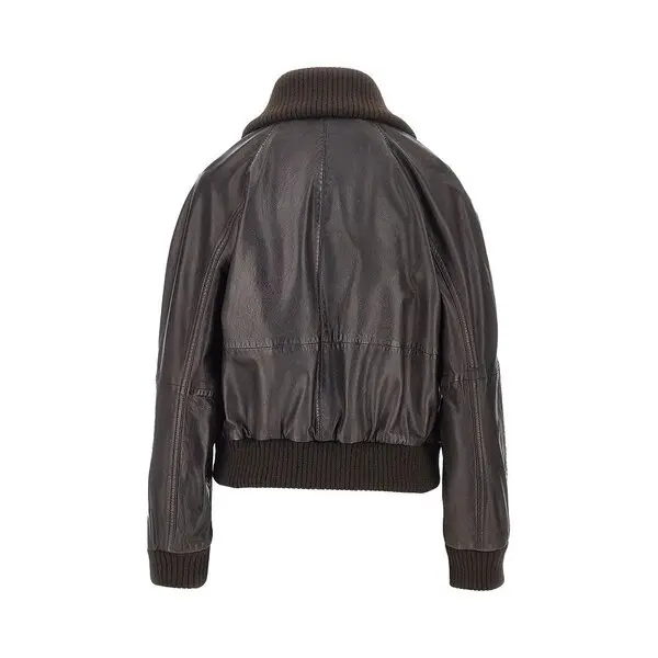 Pinko Washed Leather Bomber Jacket