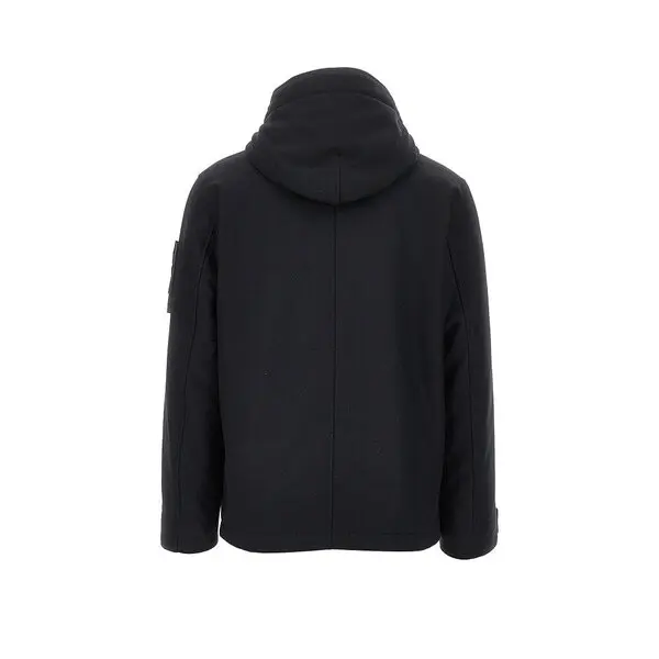 Stone Island Flannel Jacket With Logo Badge