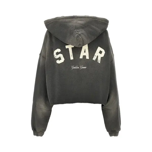 GOLDEN GOOSE Back Logo Print Oversized Cropped Hoodie