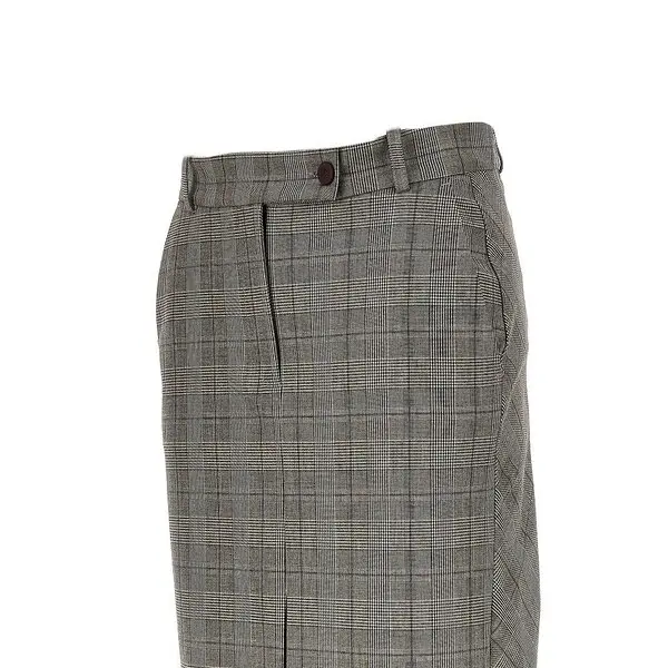 Pinko Wool-blend Midi Skirt With Check Motif