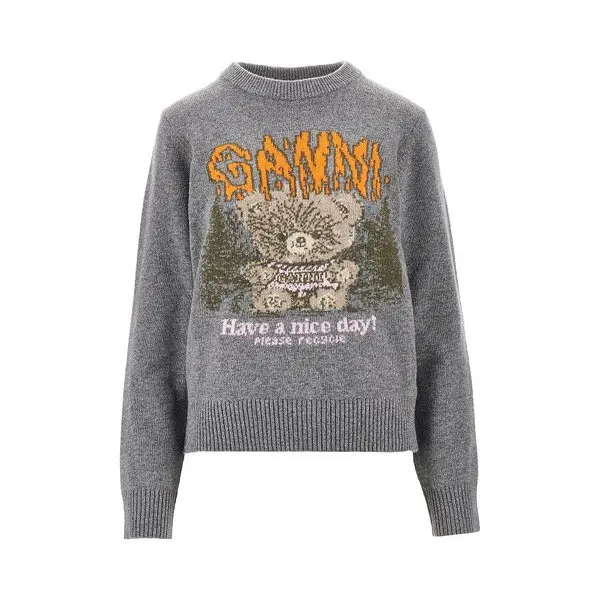 GANNI Forest Teddy' Wool-blend Sweater - Grey