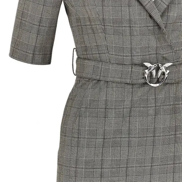 Pinko Wool-blend Midi Dress With Check Motif