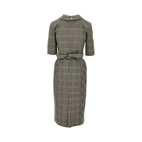 Pinko Wool-blend Midi Dress With Check Motif