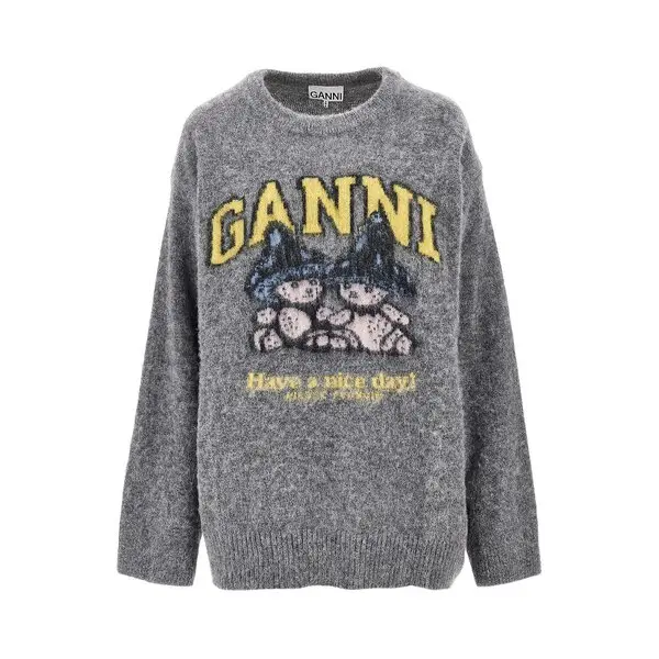 GANNI Mushroom Teddy Alpaca-blend Pullover - Grey
