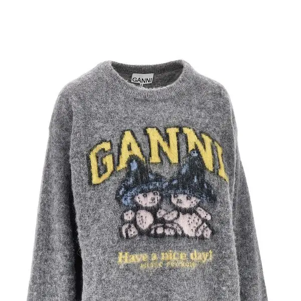 GANNI Mushroom Teddy Alpaca-blend Pullover - Grey