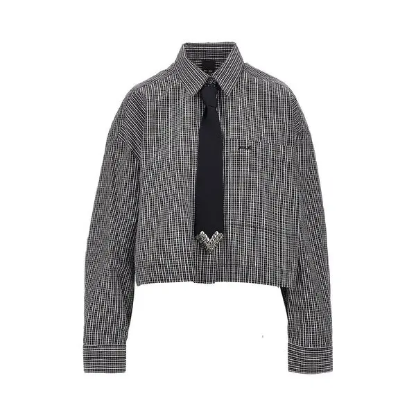 Pinko Check Cropped Shirt With Necktie