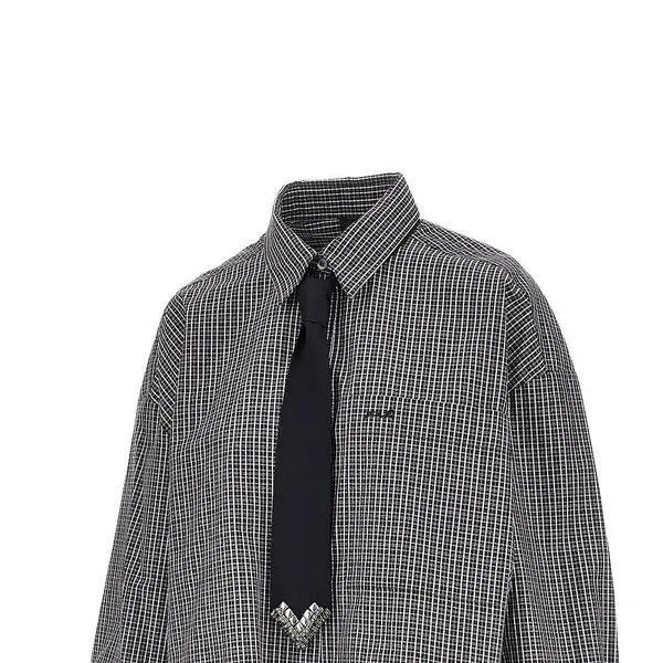 Pinko Check Cropped Shirt With Necktie
