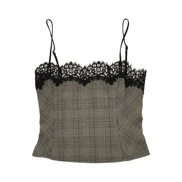 Pinko Prince Of Wales Top With Lace Trim