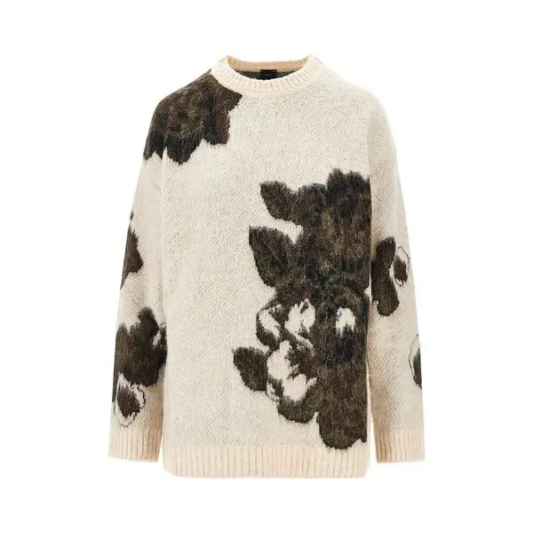 Pinko Jacquard Wool And Alpaca Blend Sweater - Beige