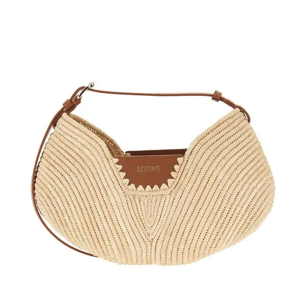 Loewe Raffia And Leather Medium Swing Bag - Brown