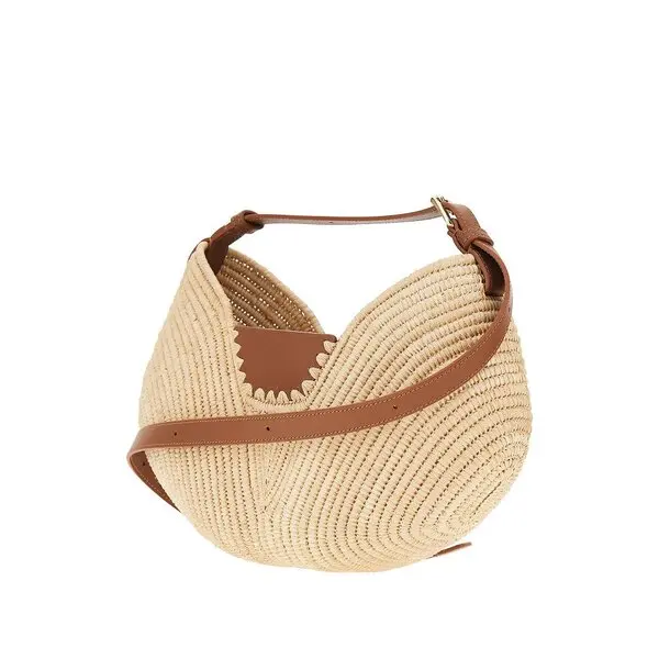 Loewe Raffia And Leather Medium Swing Bag - Brown
