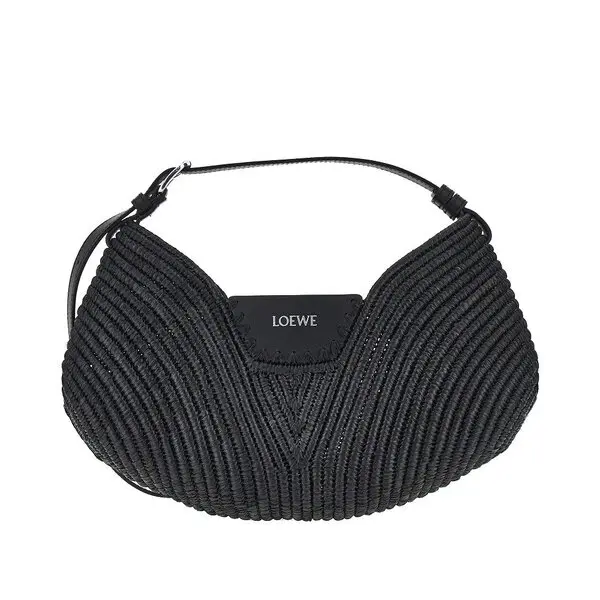 Loewe Raffia And Leather Medium Swing Bag - Black