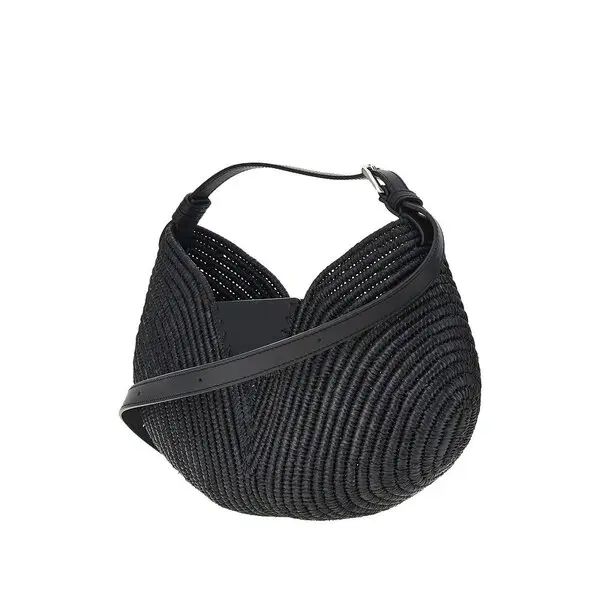 Loewe Raffia And Leather Medium Swing Bag - Black