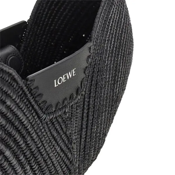 Loewe Raffia And Leather Medium Swing Bag - Black