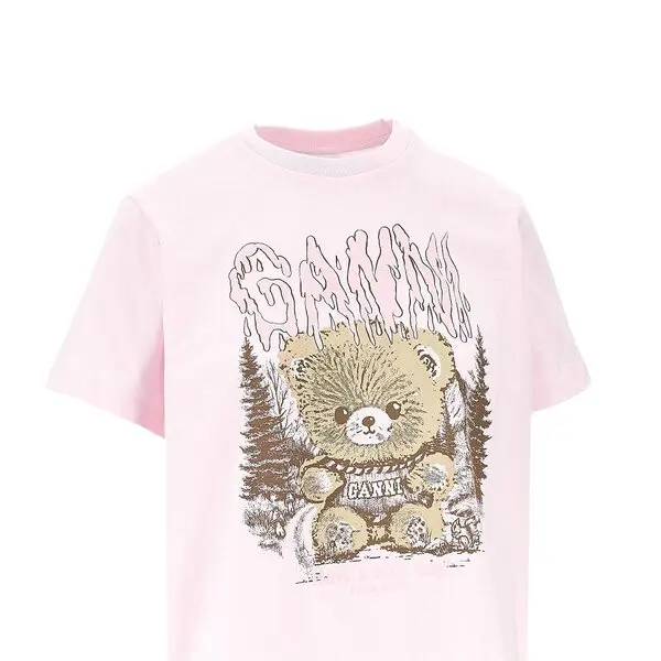 GANNI Forest Teddy Graphic Organic Cotton T-shirt