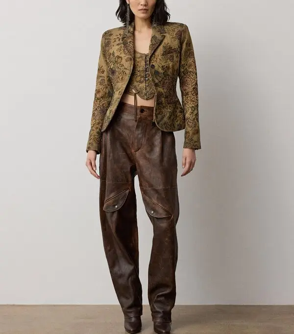 Ralph Lauren Distressed Lambskin Hania Trousers