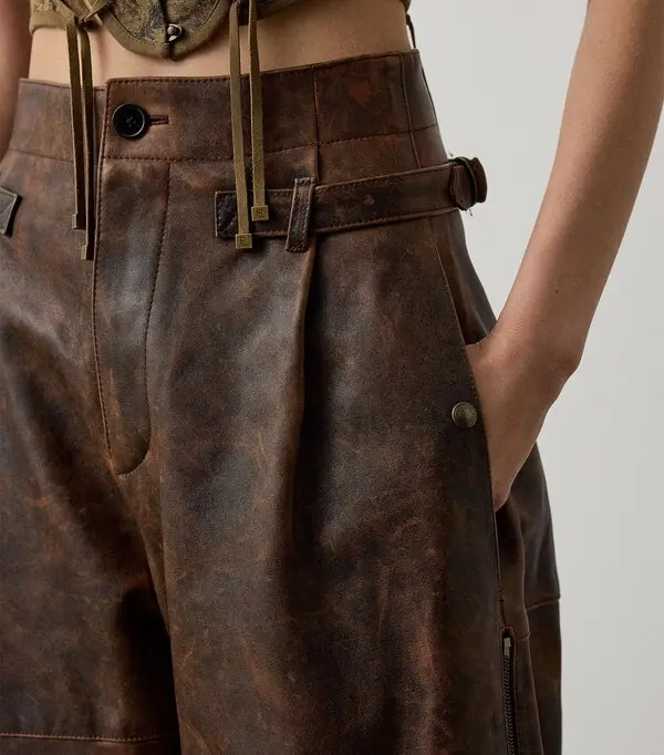 Ralph Lauren Distressed Lambskin Hania Trousers