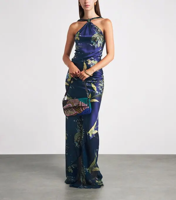 Staud Silk Charli Halterneck Maxi Dress