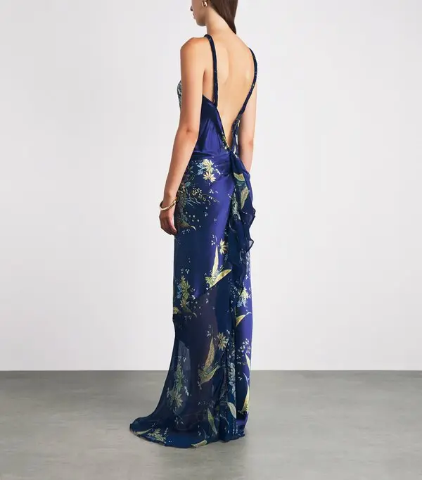 Staud Silk Charli Halterneck Maxi Dress