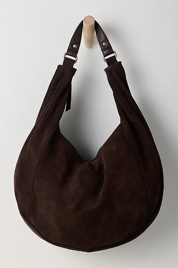 Free People Faith Half Moon Suede Bag - Espresso