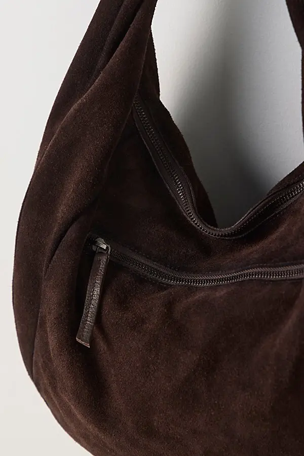Free People Faith Half Moon Suede Bag - Espresso