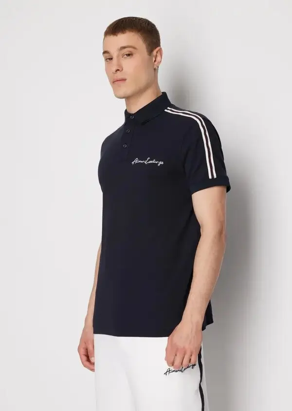Armani Exchange Embroidered-logo Cotton Polo Shirt