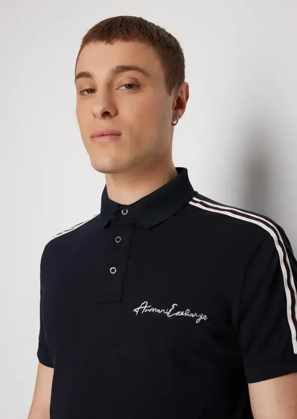 Armani Exchange Embroidered-logo Cotton Polo Shirt