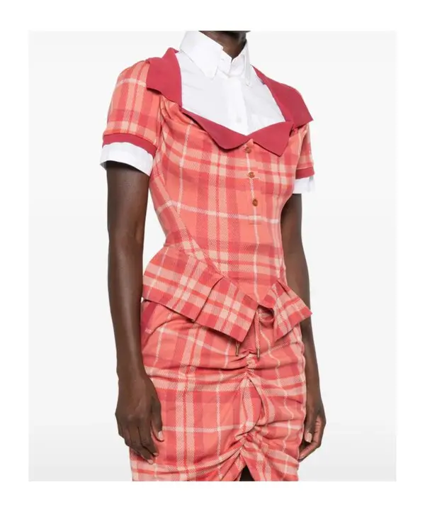 VIVIENNE WESTWOOD Short-sleeved Plaid Knit Top