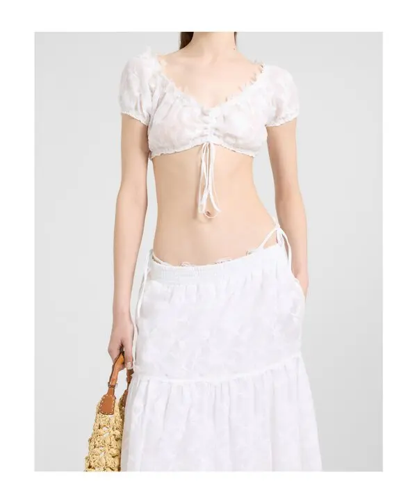 Ermanno Scervino Short-sleeved Tulle Tube Top