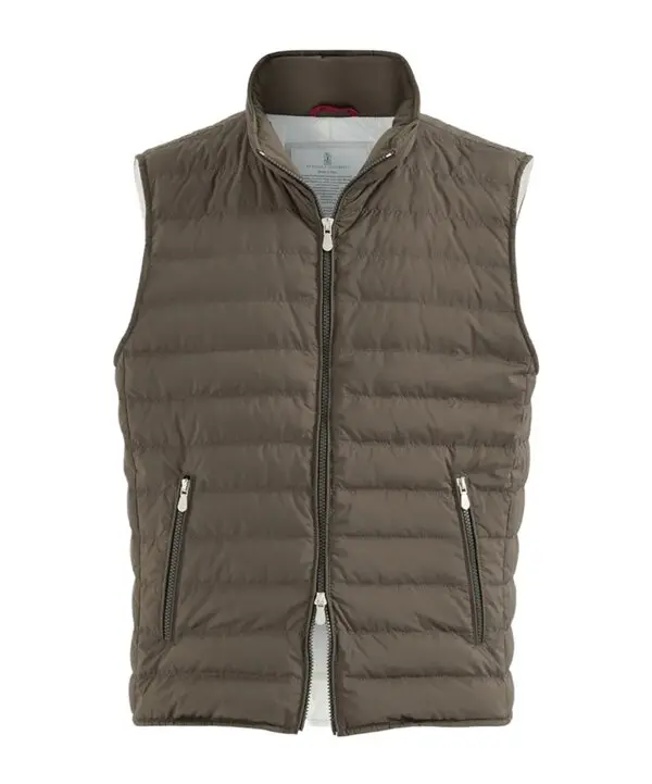 Brunello Cucinelli Sleeveless Cotton Vest - Brown