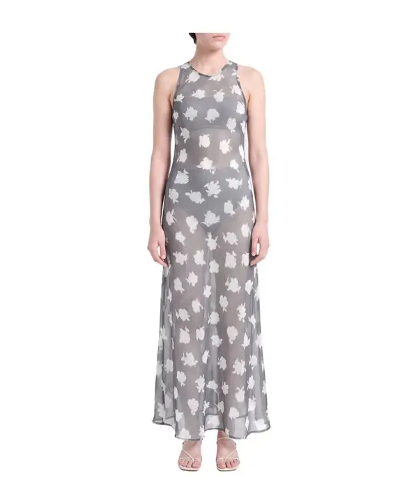 MAXCO. Twotone Chiffon Sleeveless Dress