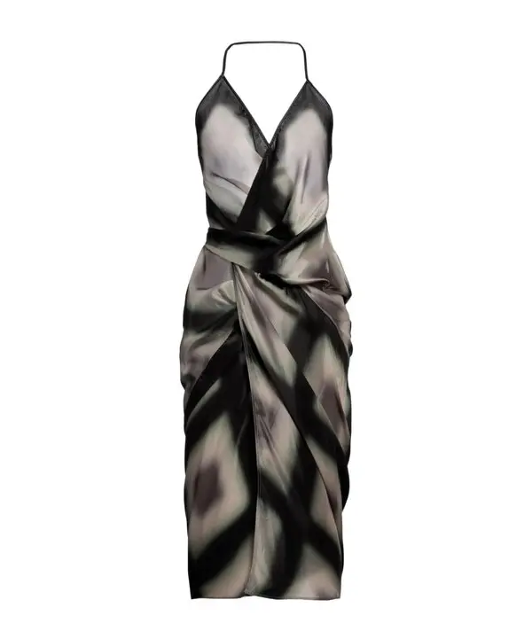 Rick Owens Multicolor Satin Sleeveless Wrap Dress