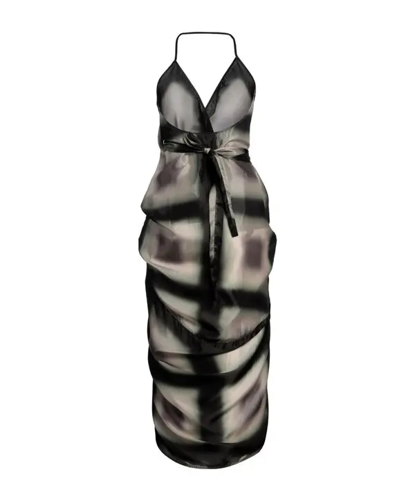 Rick Owens Multicolor Satin Sleeveless Wrap Dress
